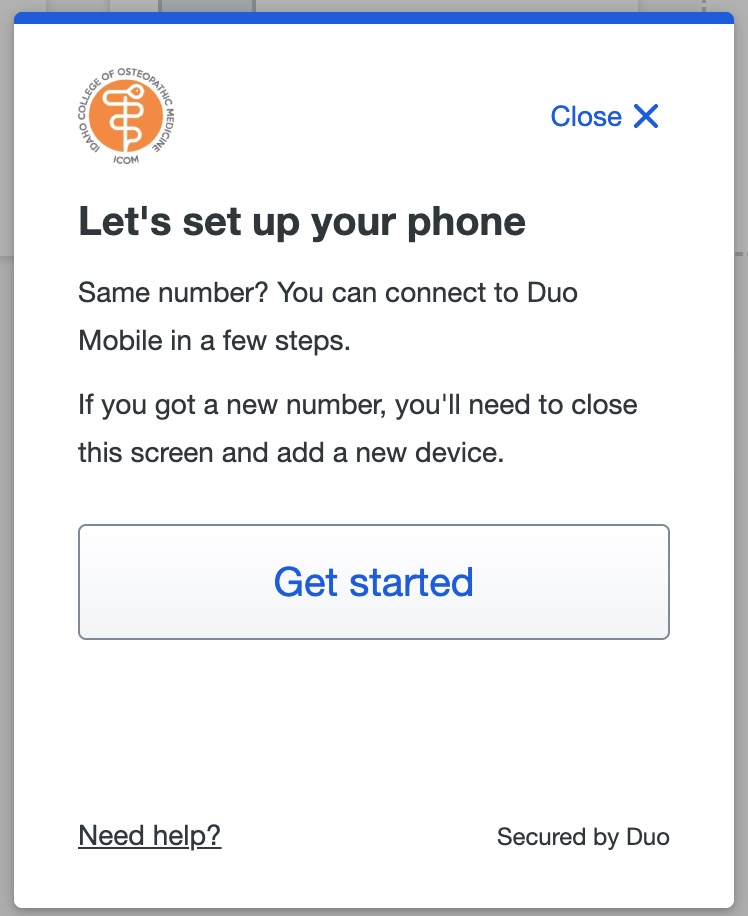 Setting up a New Phone in Duo Central – Idaho College of Osteopathic Medicine